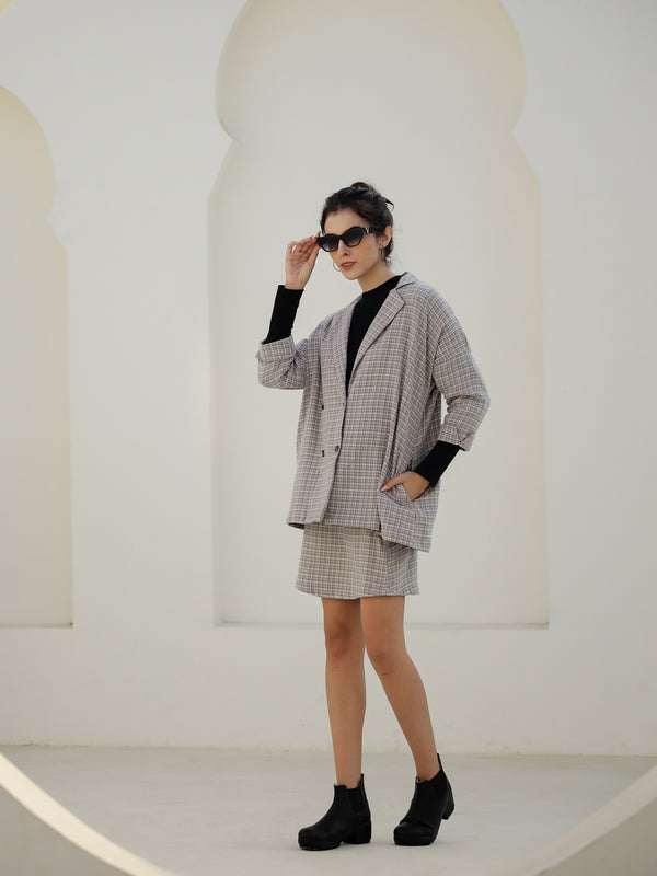 Grey Color Strips Printed Co-Ords Set