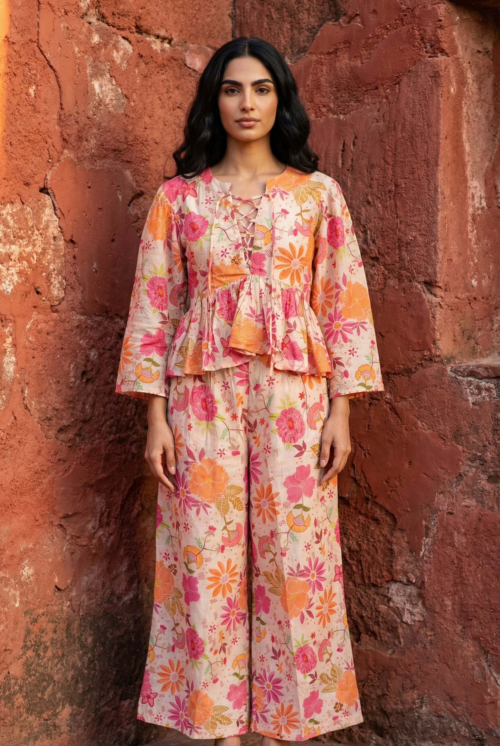 Buy Multicolor Floral Print Muslin Co-Ord Set For Women Online @ Best Price