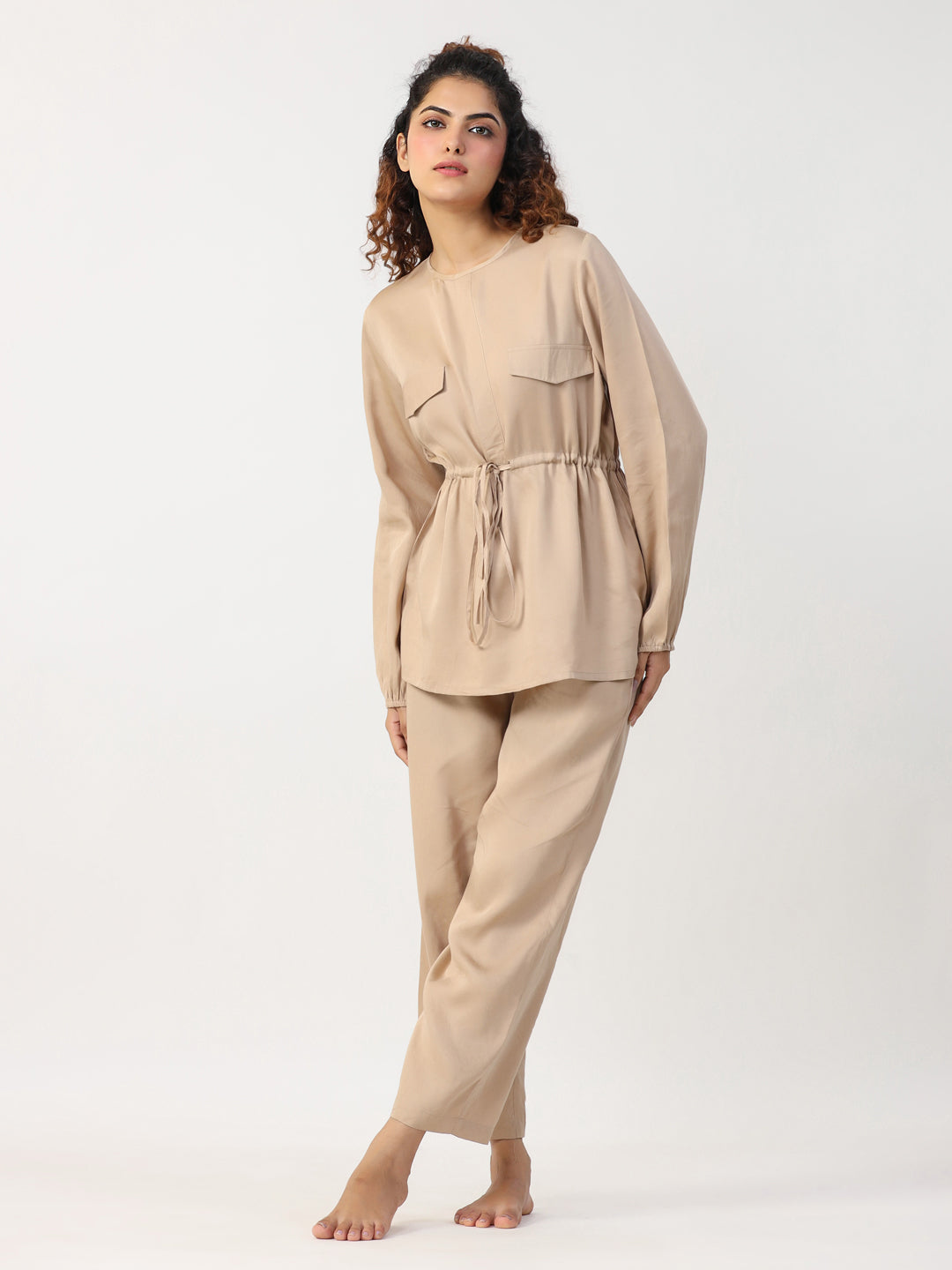 Buy Women Beige Modal Co-Ord Set Online @ Best Price