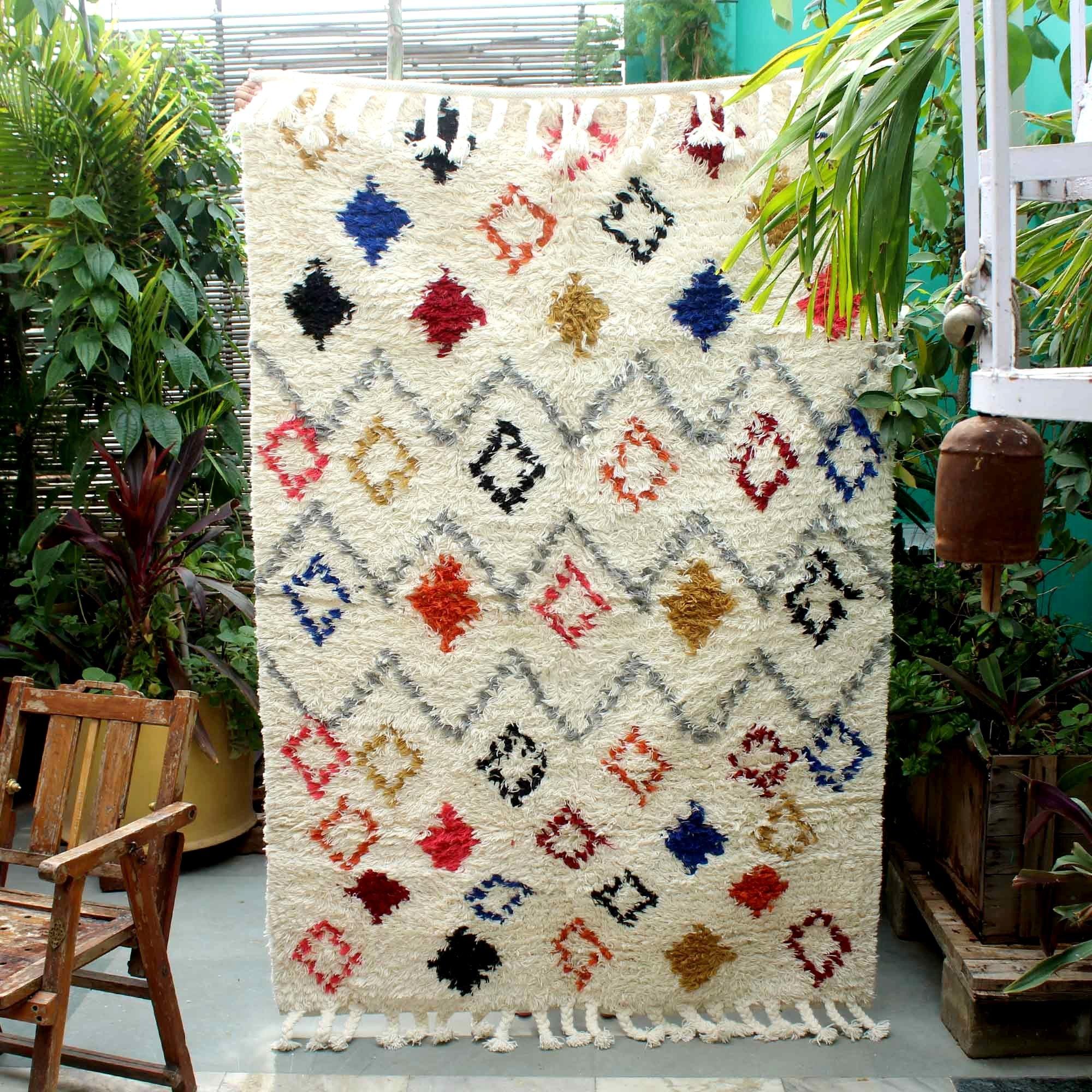 Hand-weaved 100% wool Multi-color Rug